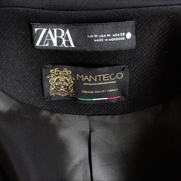 Zara | Jackets & Coats | Day Salenwot Zara Italian Manteco Wool Black Pea Coat Military Buttons ...